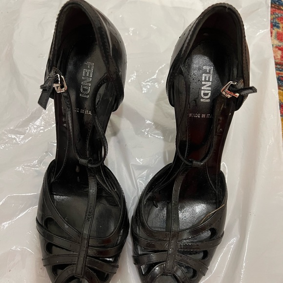 Fendi | Shoes | Fendi Mary Jane Wedges In Black Patent Leather | Poshmark